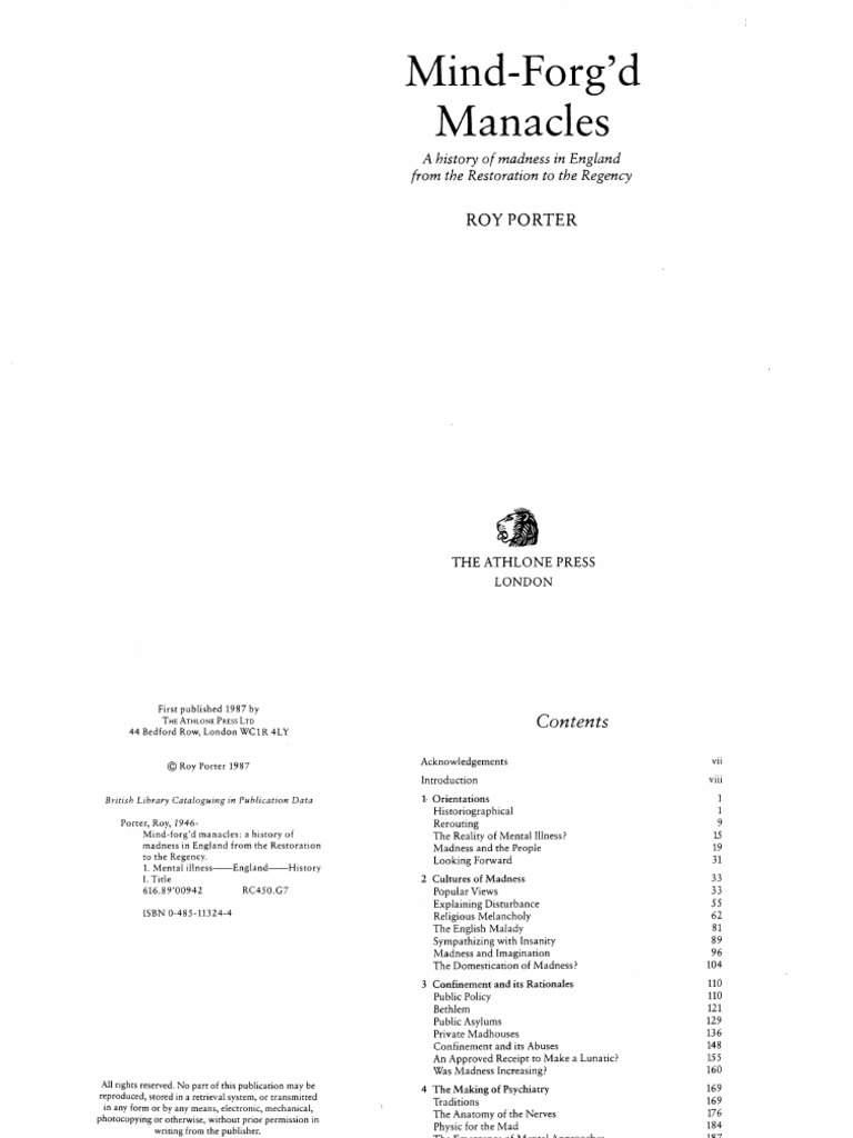 (Roy Porter) Mind-Forg'd Manacles A History of (B-Ok - CC) | PDF ...