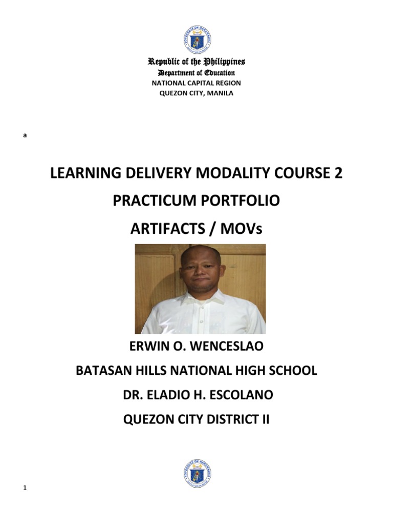 Learning Delivery Modality Course 2 Practicum Portfolio Artifacts / Movs | PDF | Educational ...