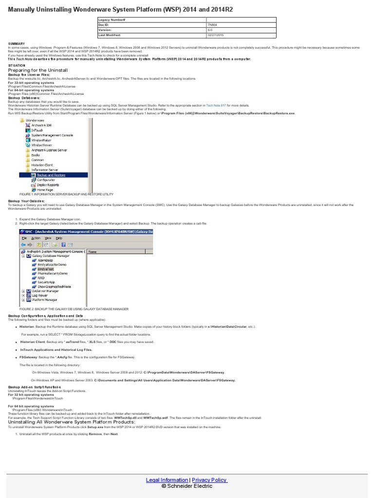 TN864 - V6.0 Manually Uninstalling Wonderware System Platform (WSP) 2014 and 2014R2 | PDF ...
