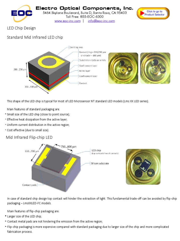 Electro Optical Components, Inc.: LED Chip Design Standard Mid Infrared LED Chip | PDF | Art ...