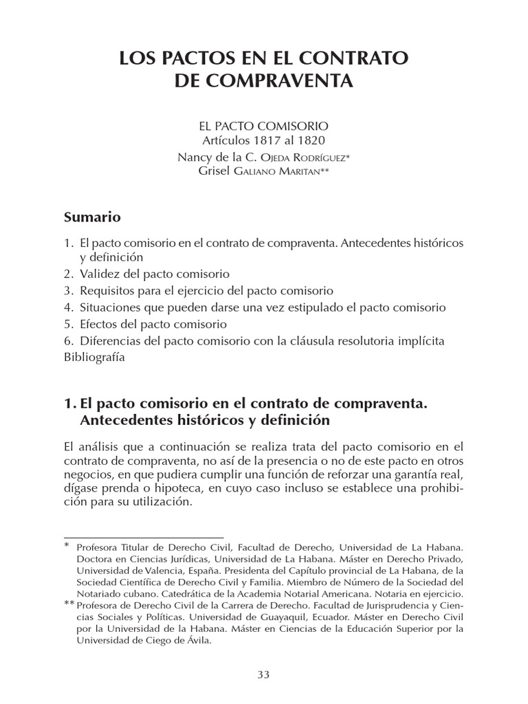 Pactos en El Contrato de Compraventa | PDF | Derecho civil (sistema ...