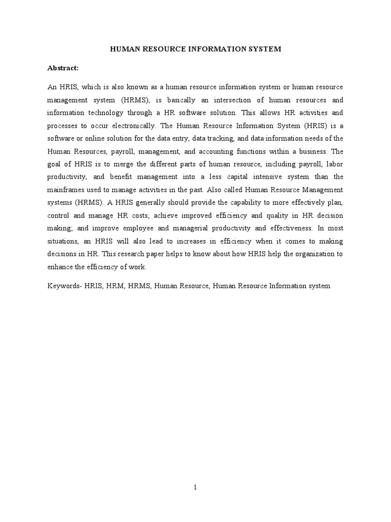 Human Resource Information System | PDF | Human Resource Management ...