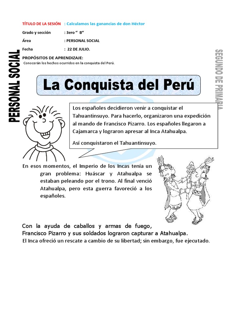 Ficha de La Conquista Del Peru para Segundo de Primaria | PDF