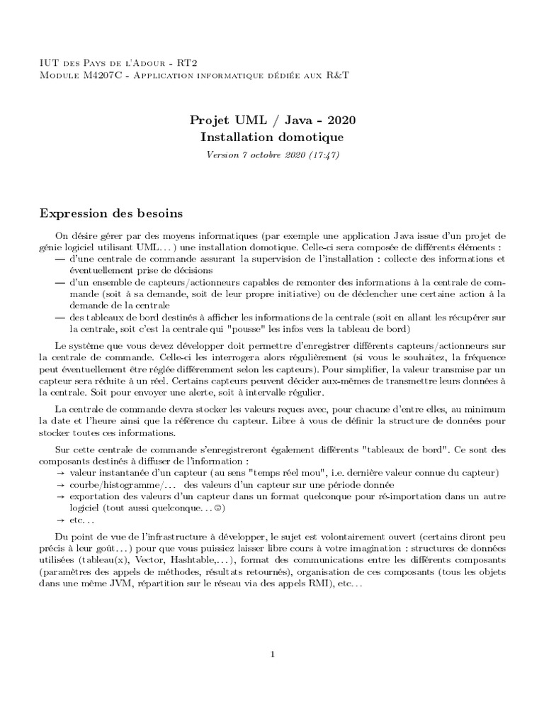 Sujet Projet M4207C | PDF | Langage de programmation | Java (Langage de ...