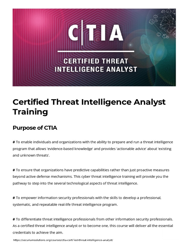 Certified Threat Intelligence Analyst Training | Download Free PDF ...