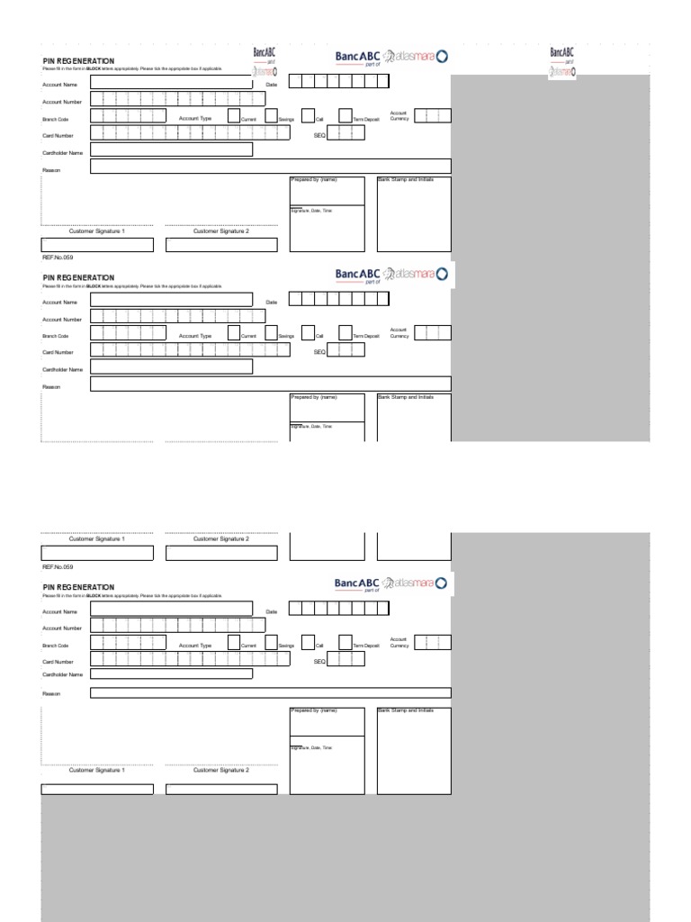 ATM PIN Regeneration Form | PDF | Personal Identification Number ...