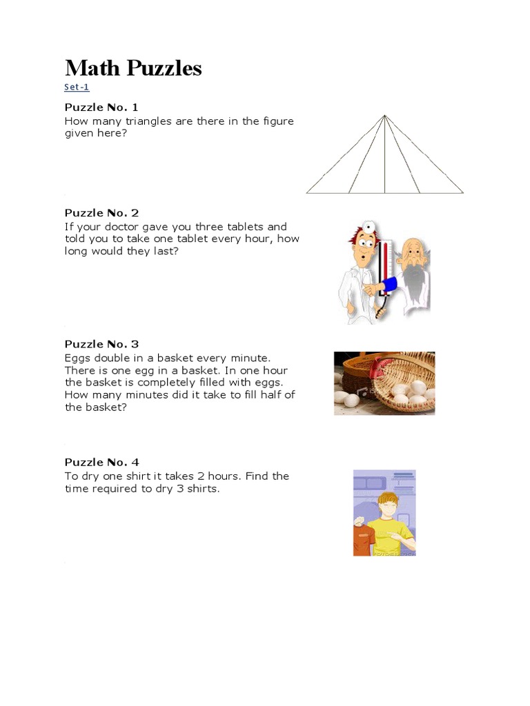 Math Puzzles: Puzzle No. 1 | PDF | Numbers | Weight