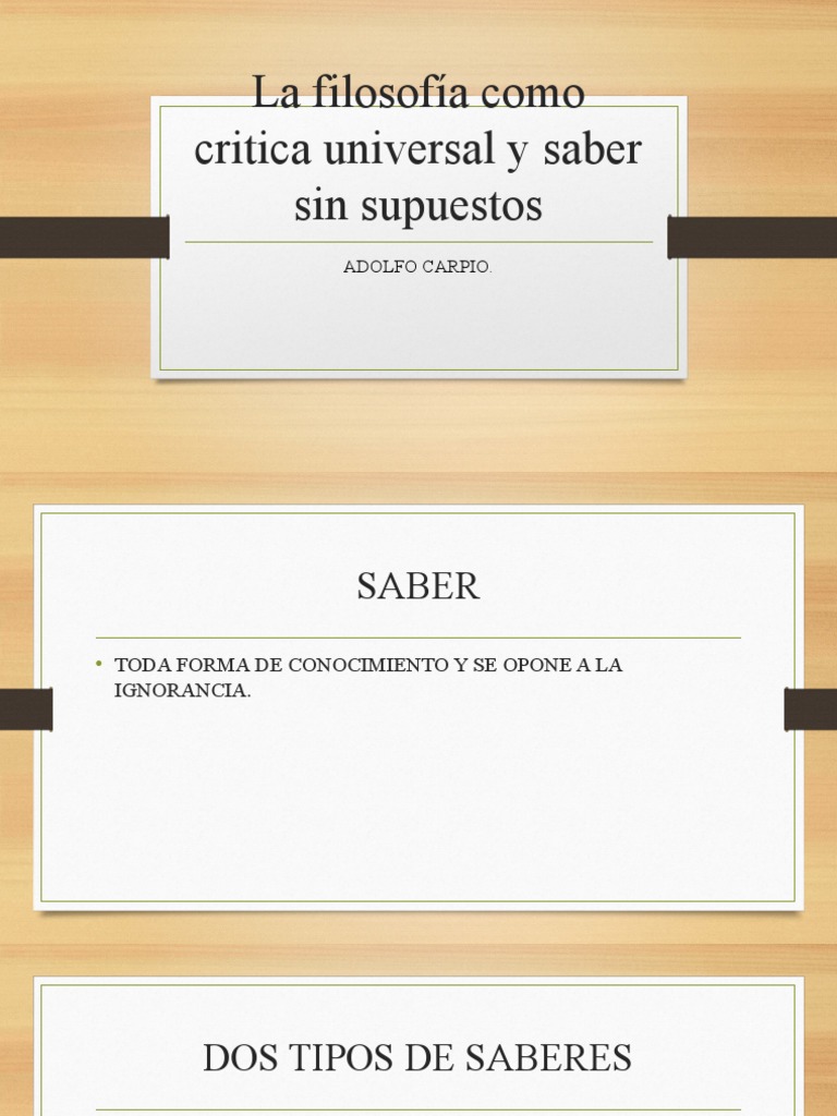 La Filosofía Y LOS TIPOS DE SABERES | PDF