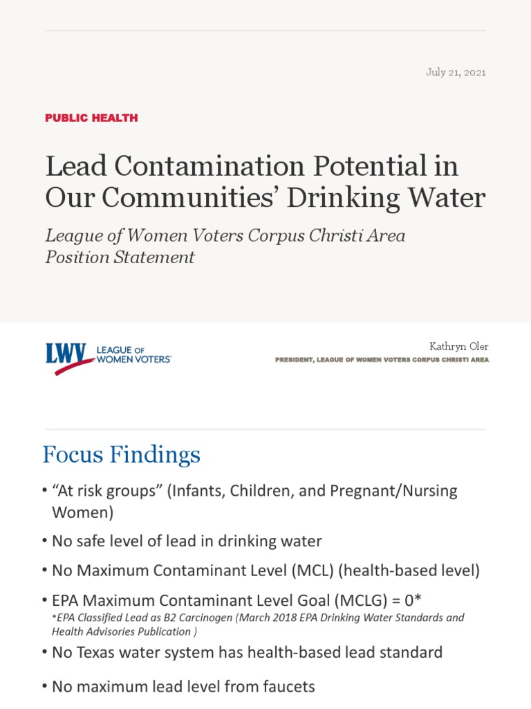 2021.07.21 LWV Corpus Christi Lead Contamination in Drinking Water ...