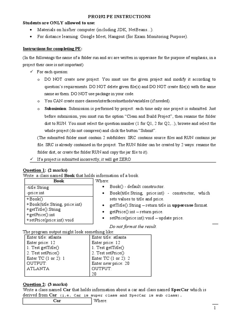 Pro192 Pe Instructions Students Are ONLY Allowed To Use | PDF | String (Computer Science ...