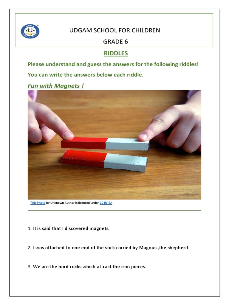 Riddles Grade 6 For The First and The 13th Chapter NCERT - Science ...