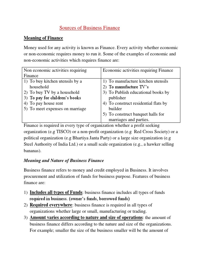 Business Finance: Types and Importance | PDF | Business | Finance ...