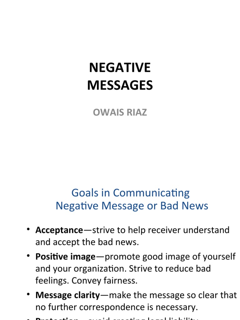 Delivering Negative Messages: Strategies for Communicating Bad News ...