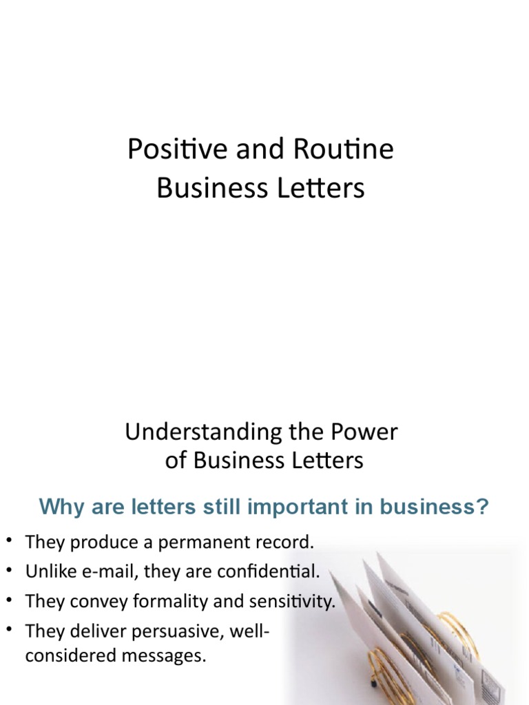 Positive and Routine Business Letters | PDF | Cognition | Communication