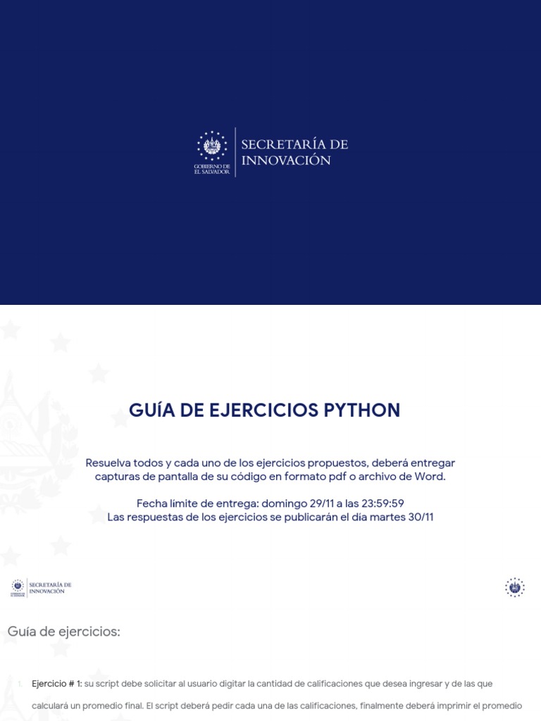 Guía de Ejercicios Python | PDF