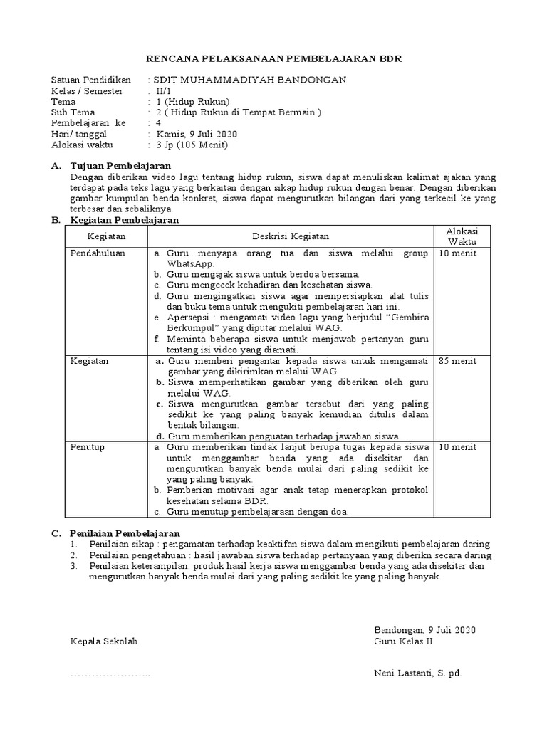 Contoh RPP BDR | PDF
