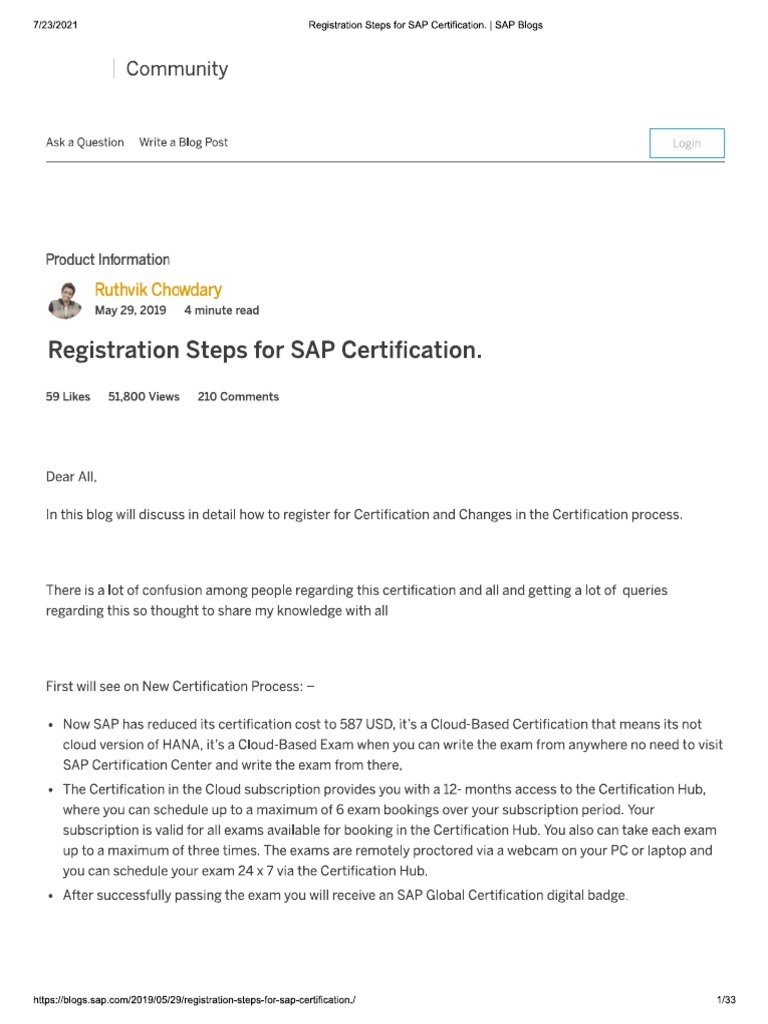 Sap Certification Process | PDF