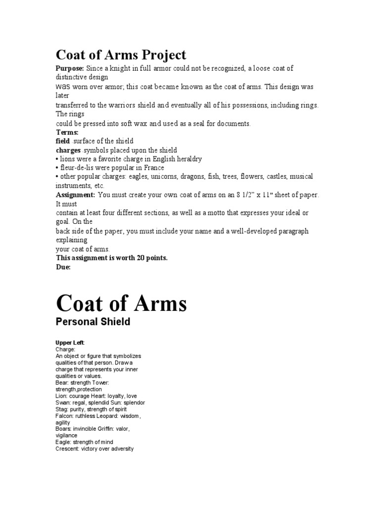 Coat of Arms Project | PDF
