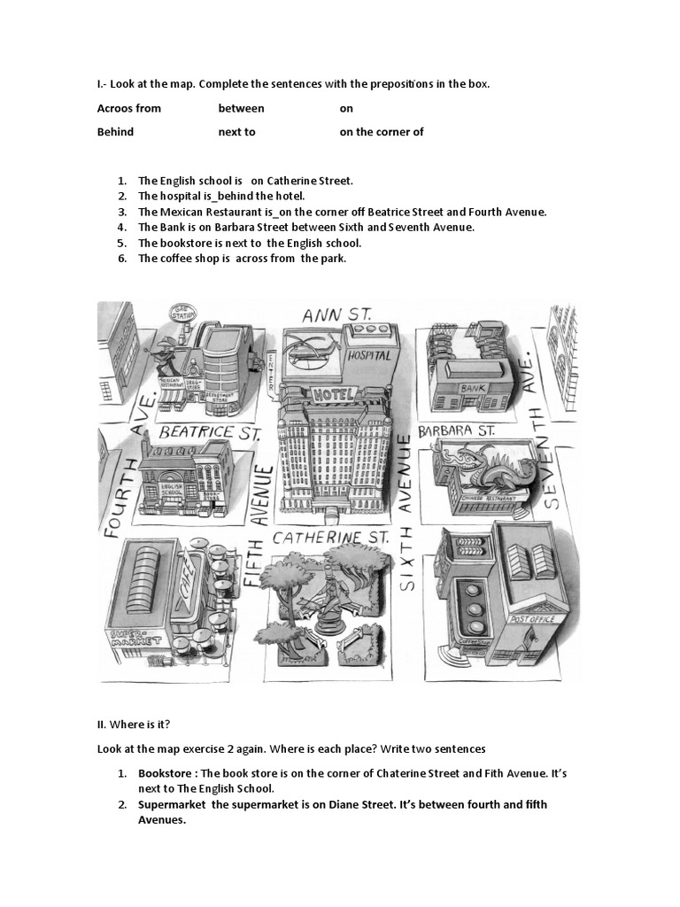 Acroos From Between On Behind Next To On The Corner of | PDF