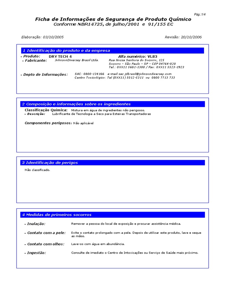 Dry Tech 4 Diversey | PDF | Desperdício | Química