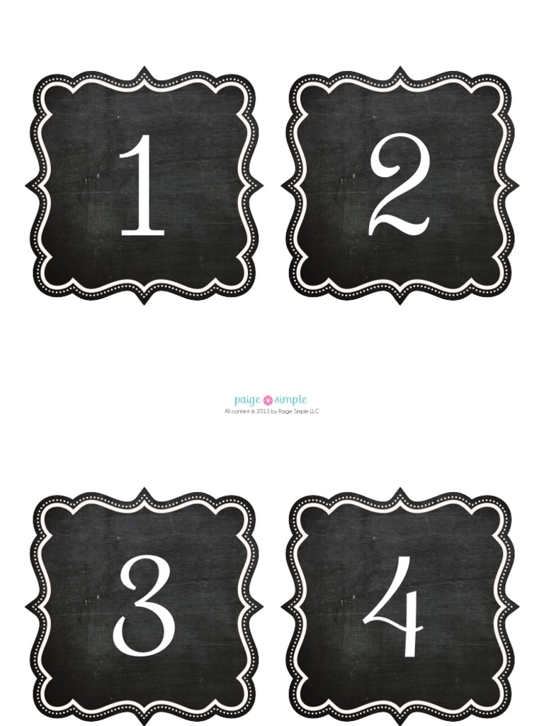 Chalkboard Table Numbers 1 | PDF