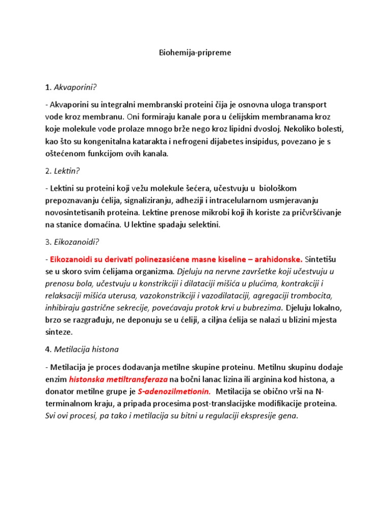 Biohemija Pripreme | PDF