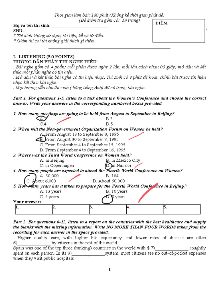 Vietnamese Exam Instructions | PDF | Tooth Enamel | Science
