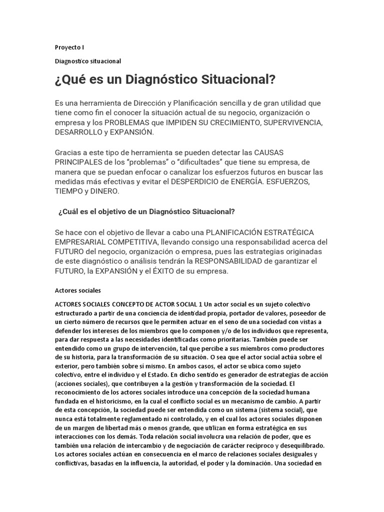 Que Es Un Diagnostico Situacional | PDF | Capital (economía ...