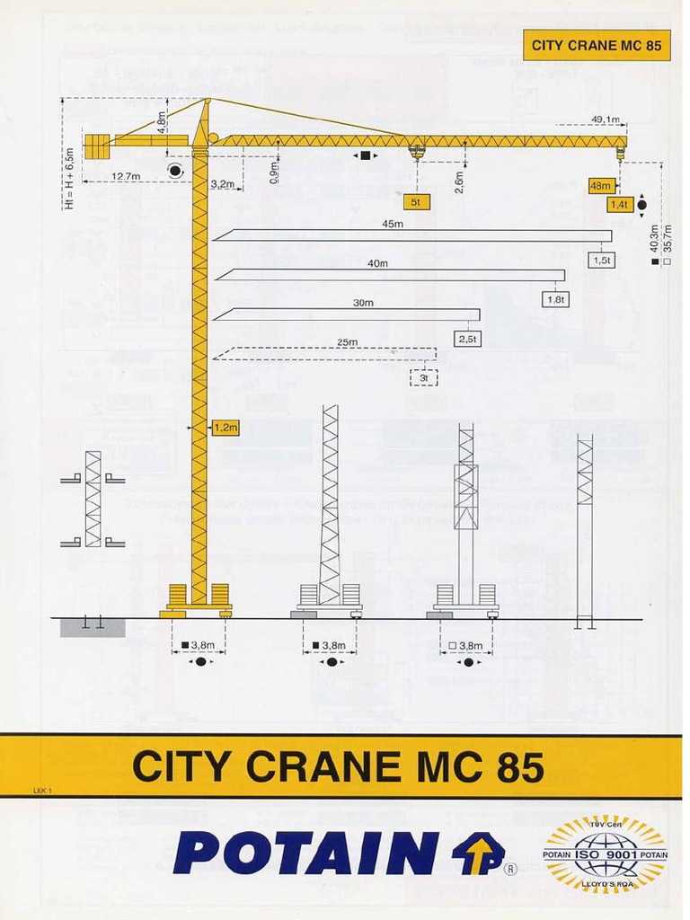 Ficha Técnica Torre Grúa Potain MC 85 | PDF