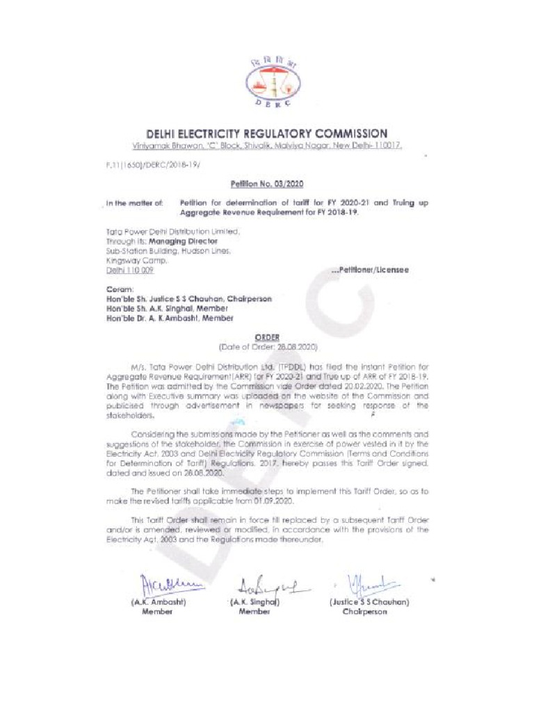 TPDDL - Tariff Order Fy 2020-21-0 | PDF | Expense | Cost Of Capital