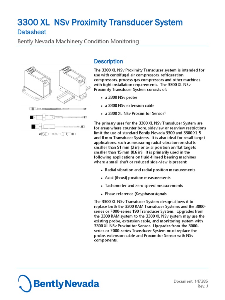 3300 XL NSV Proximity Transducer System Datasheet | Download Free PDF ...