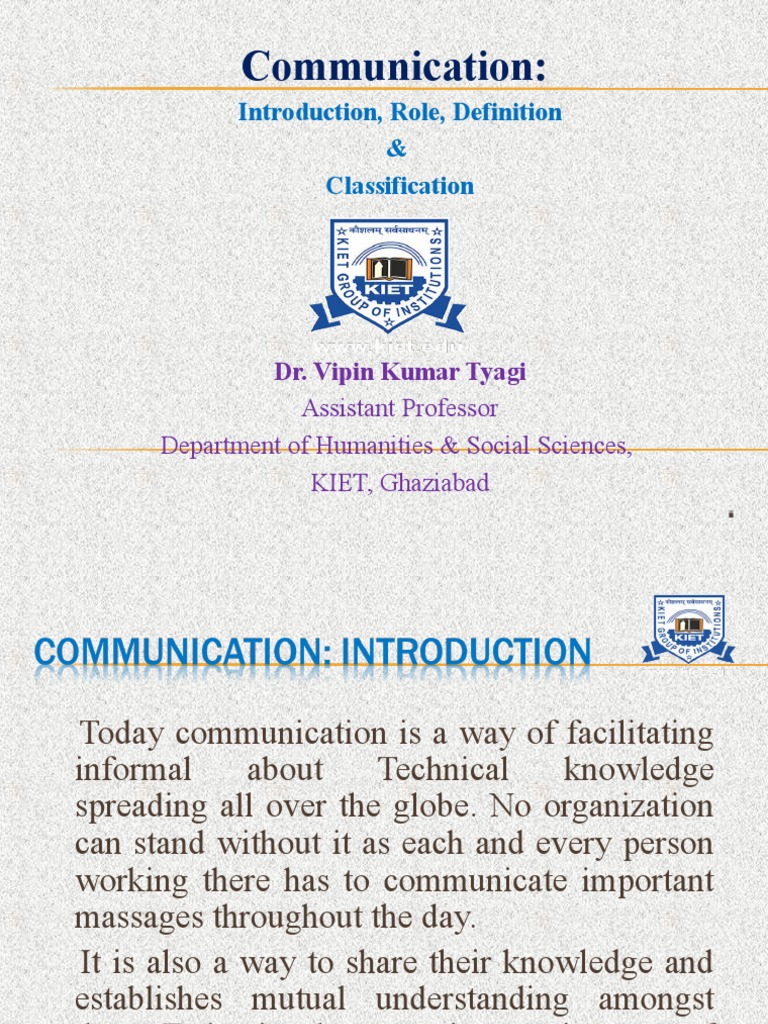 0.basics Communication Intro, Def, Rolec Classification | PDF | Code | Nonverbal Communication