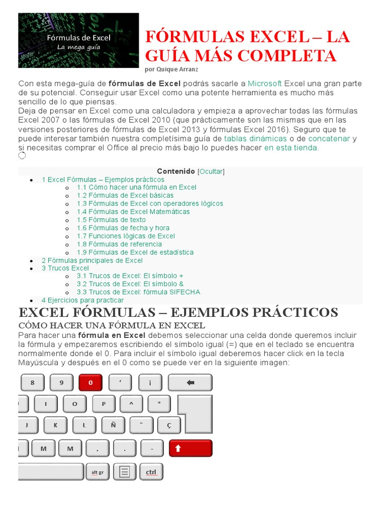 Guía Completa de Fórmulas en Excel | PDF | Microsoft Excel | Multiplicación