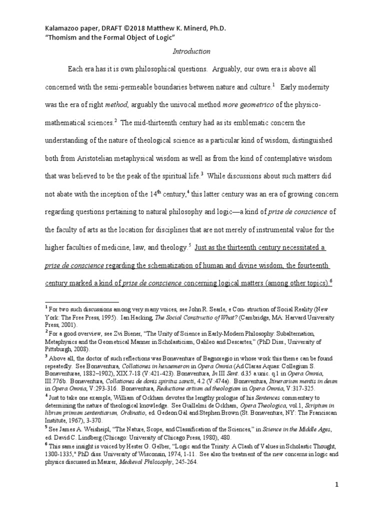 Thomism and The Formal Object of Logic | PDF | Thomism | Metaphysics