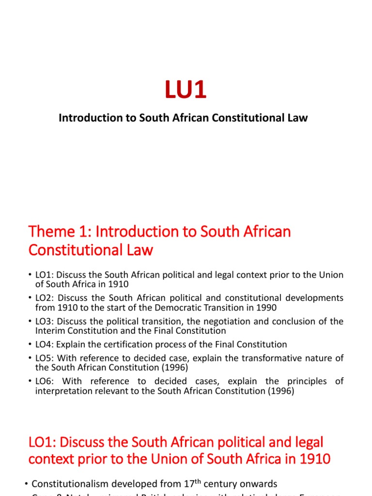 Exploring the Development of Constitutional Law in South Africa: From ...
