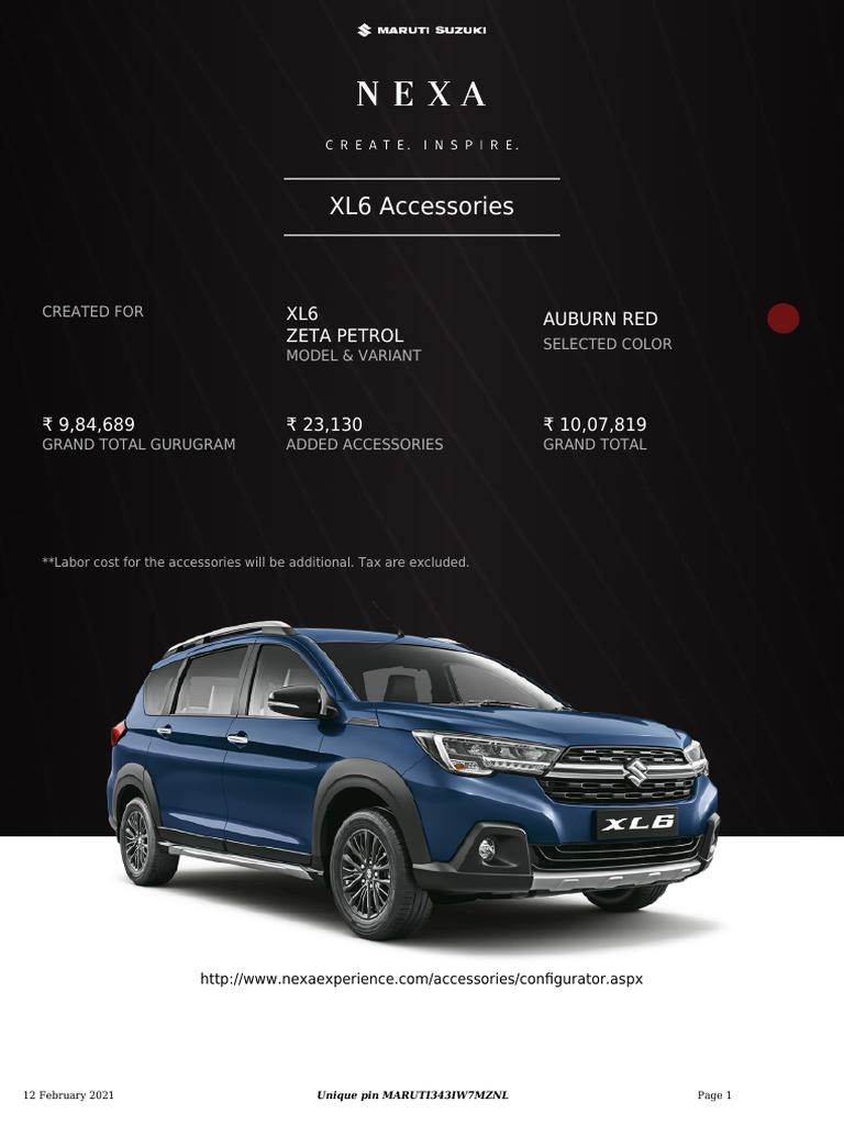 XL6 Accessories XL6 MARUTI343IW7MZNL PDF Automotive Technologies Wheeled Vehicles