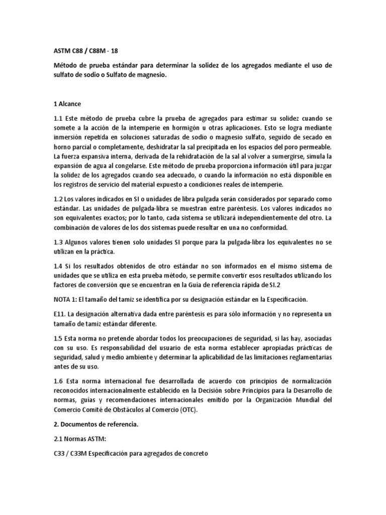 ASTM C88 Español | PDF | sal | Balanza