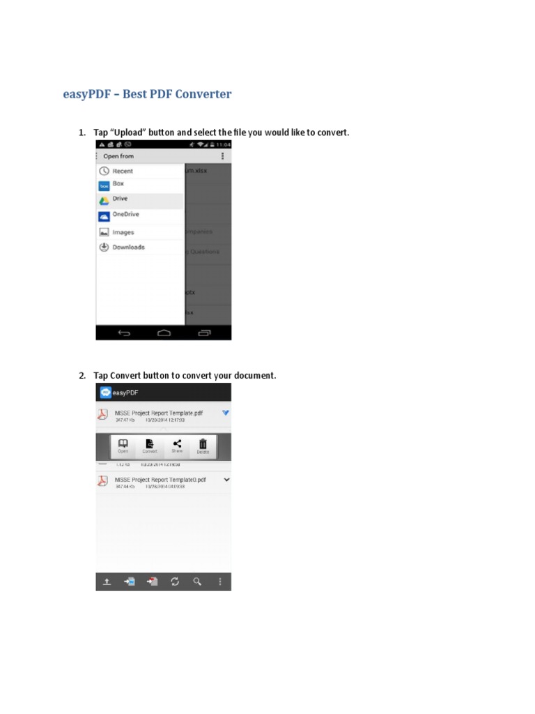 Easypdf - Best PDF Converter: 1. Tap "Upload" Button and Select The File You Would Like To ...