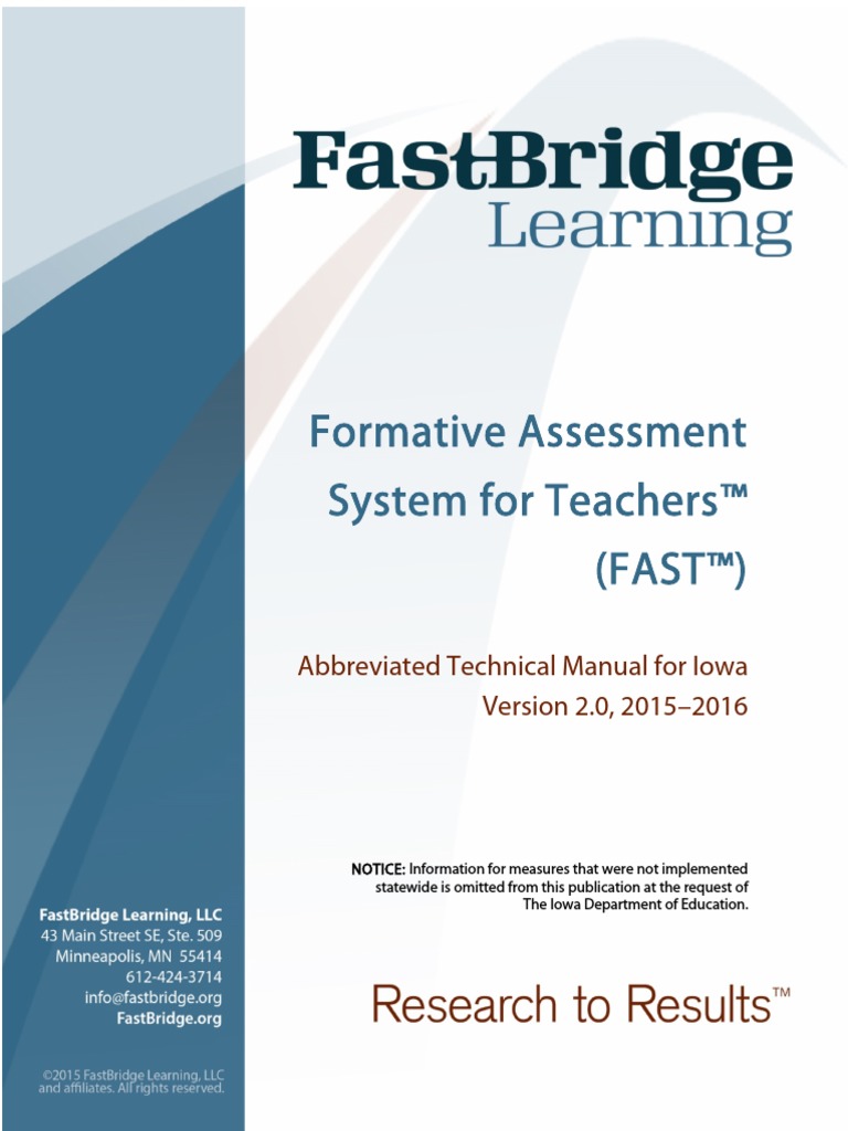 Formative Assessment System For Teachers (FAST) | PDF | Validity ...