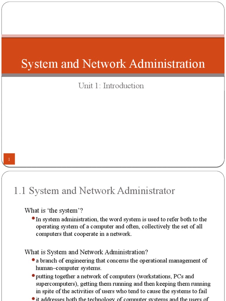 Chapter One Introduction To System Network Administration | PDF ...