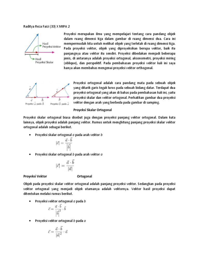 PROYEKSI VEKTOR ORTOGONAL DAN SKALAR | PDF