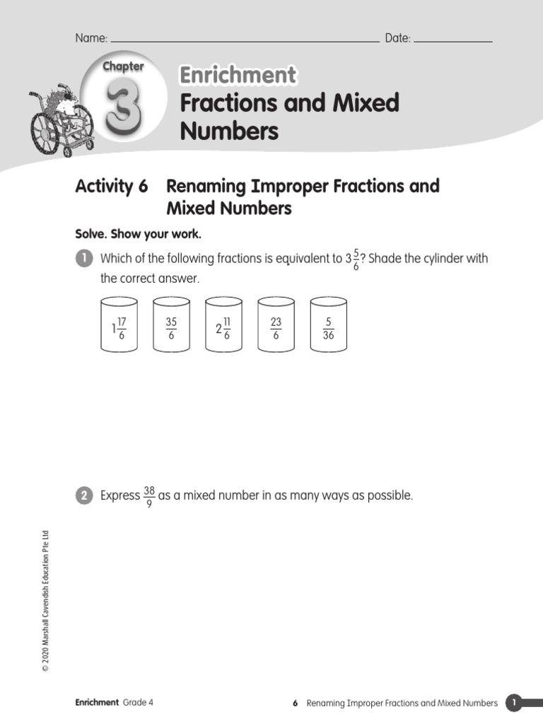 Fractions and Mixed Numbers: Enrichment | PDF | Notation | Lexicology