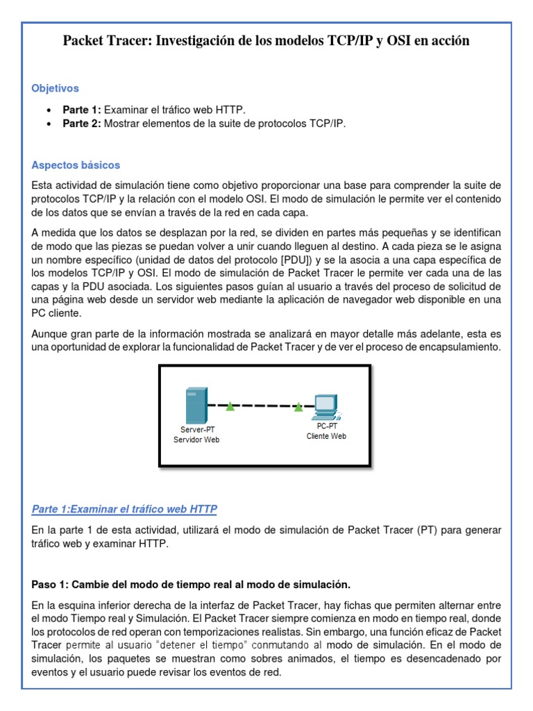 Packet Tracer - Investigación de Los Modelos TCP-IP y OSI en Acción-2-10 | Descargar gratis PDF ...