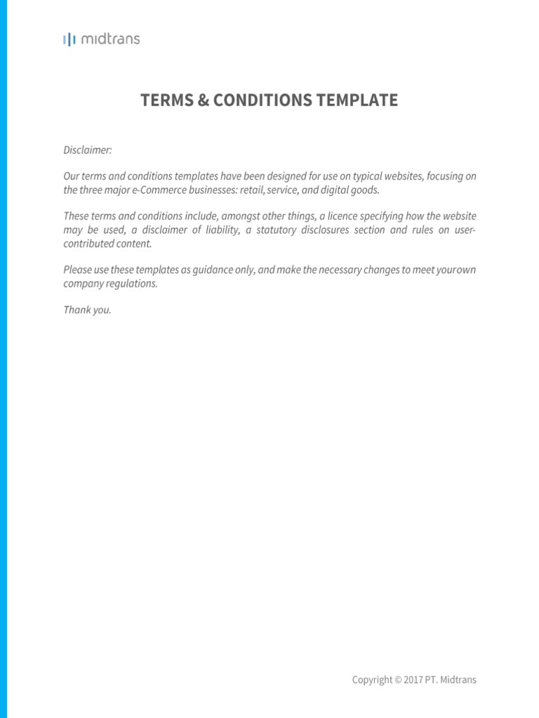 Midtrans TNC Template 13 Jan 2017 | PDF