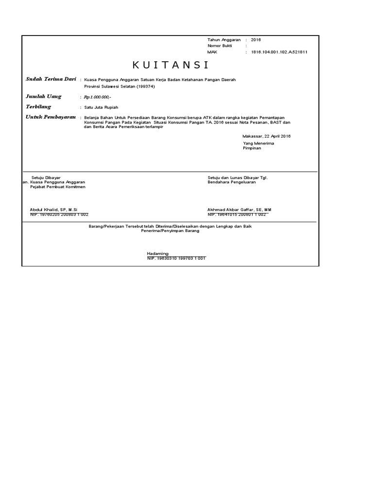 Kwitansi Pihak 3 ATK | PDF