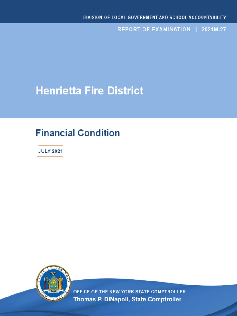 Henrietta Fire District Financial Audit Report | PDF | Government ...