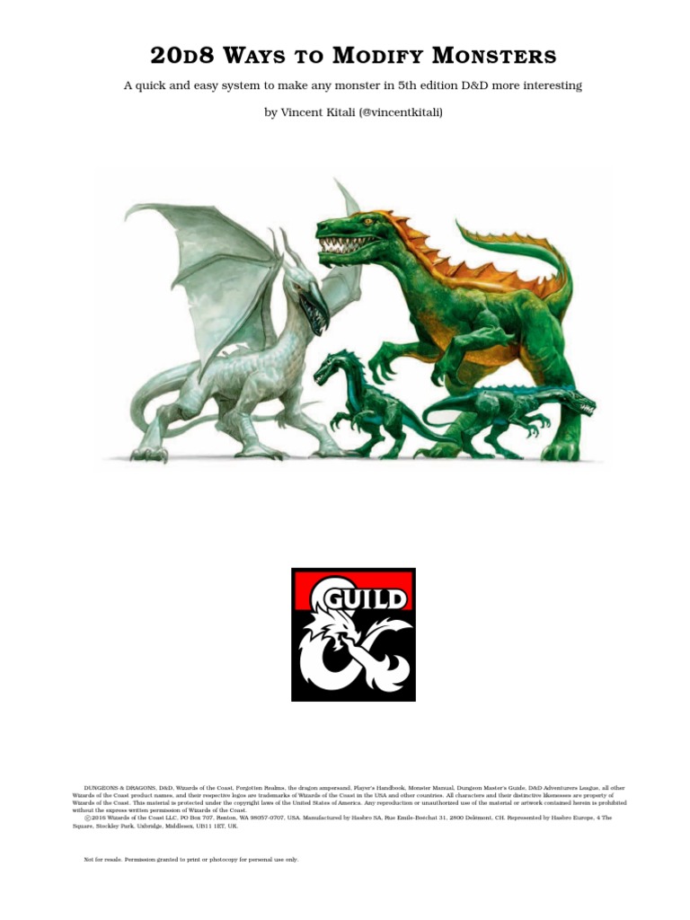 20d8 Ways To Modify Monsters | PDF | Wizards Of The Coast | Dungeons ...