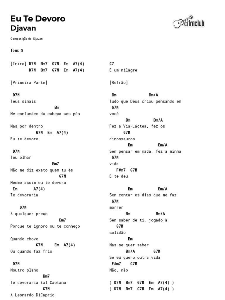 Cifra Club - Djavan - Eu Te Devoro | PDF | Entretenimento (geral)