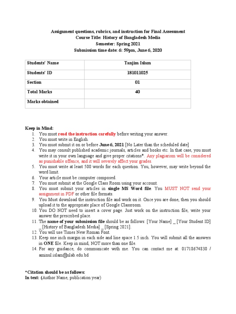 Tanjim Islam - 181011025 - History of Bangladesh Media - Spring 2021 ...