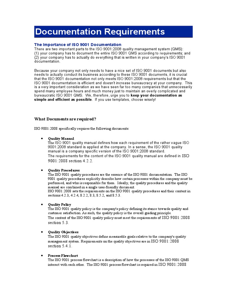 Documentation Requirements: The Importance of ISO 9001 Documentation ...
